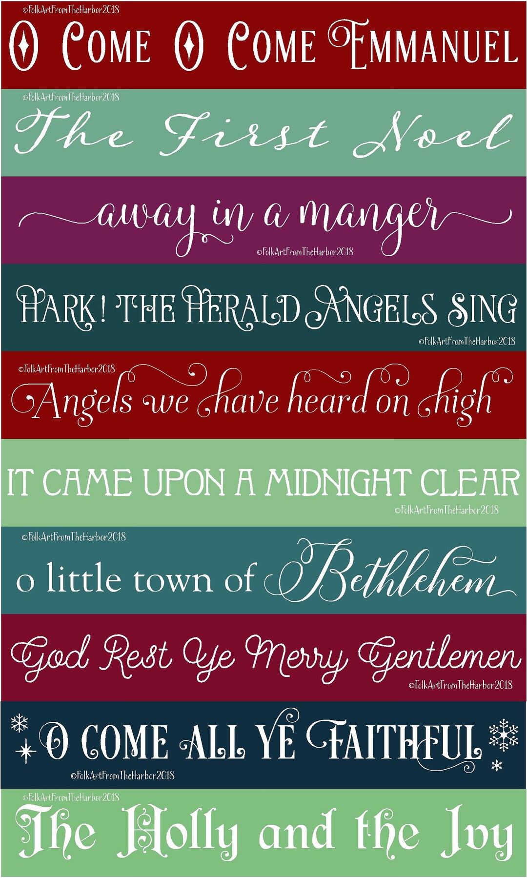 10 Christmas Hymn Titles SVG - Etsy