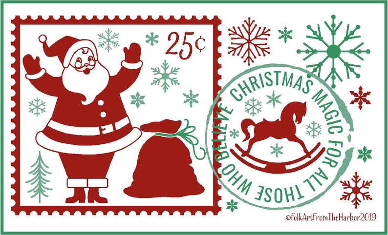 Timbre rétro du Père Noël SVG - Etsy France