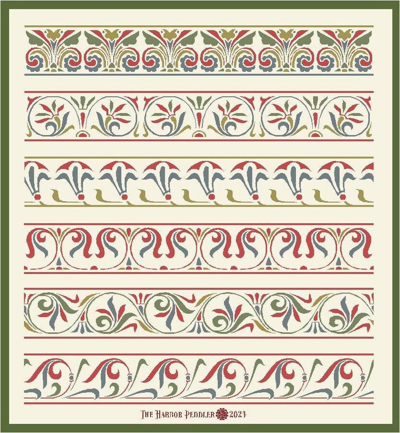 Bordes decorativos 1 SVG PDF png Descarga digital Colonial americano temprano - Etsy México