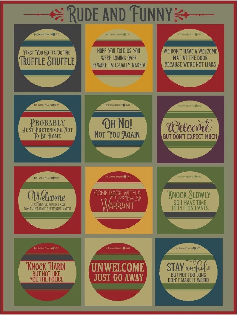 Rude and Funny Front Door Phrases SVG PDF Png Digital Download Round 12 ...