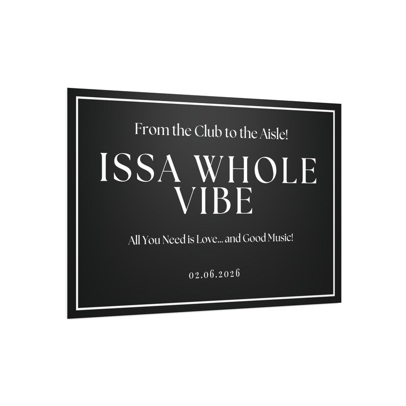 Club to Aisle Wedding Sign | Music Vibe Reception Poster | Modern ...
