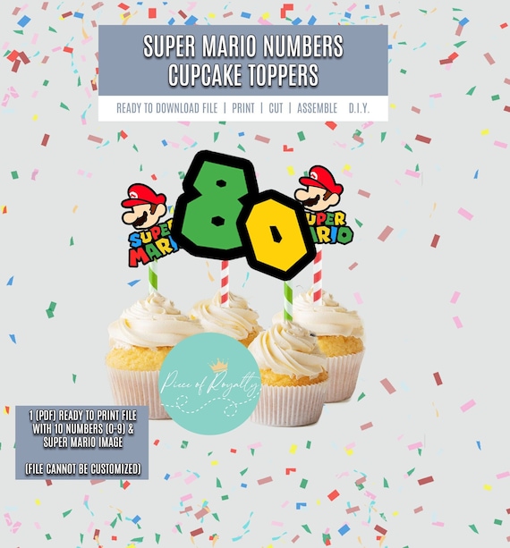 Digital Download Super Mario Numbers Birthday Party Toppers - Etsy