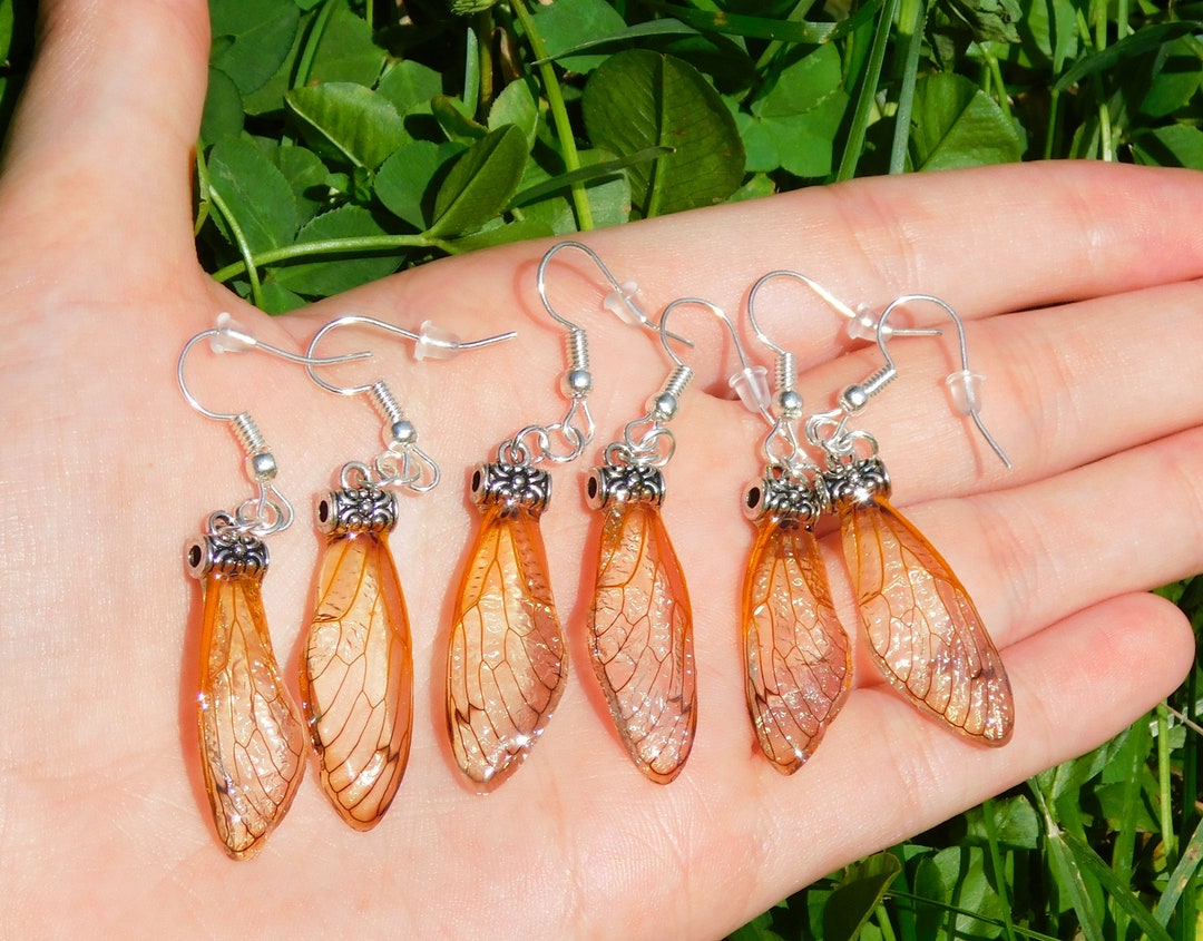 Simple Cicada Wing Earrings, Cottagecore Fairy Wing Earrings, Simple ...