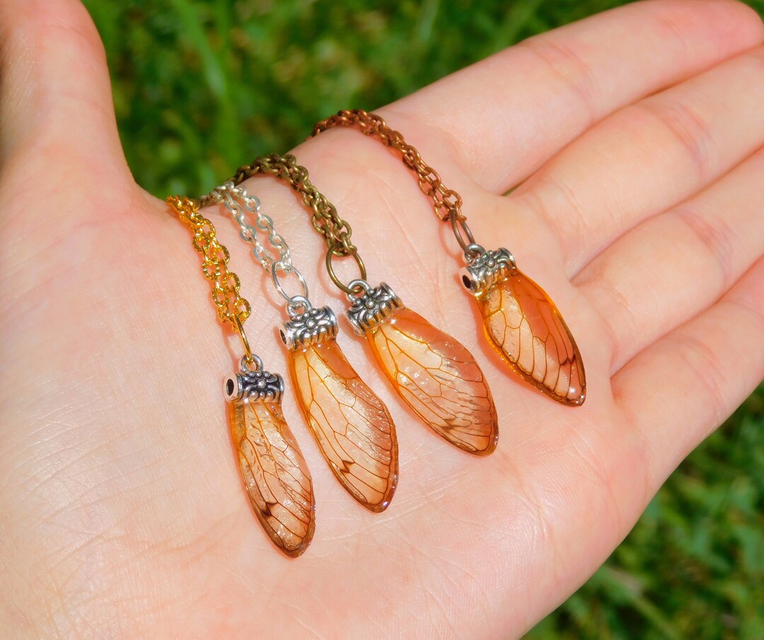 Simple Cicada Wing Necklace, Fairy Wing Necklace, Cottagecore Insect ...