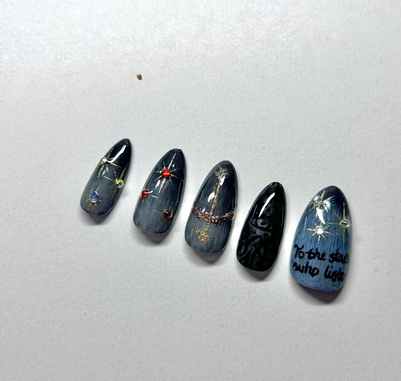 ACOTAR Feyre Inspired Dark Press-on Nails - Etsy