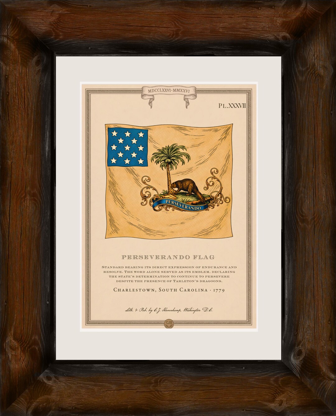 Perseverando Flag, 1779 — Revolutionary War Flag Plate | 19th-century ...