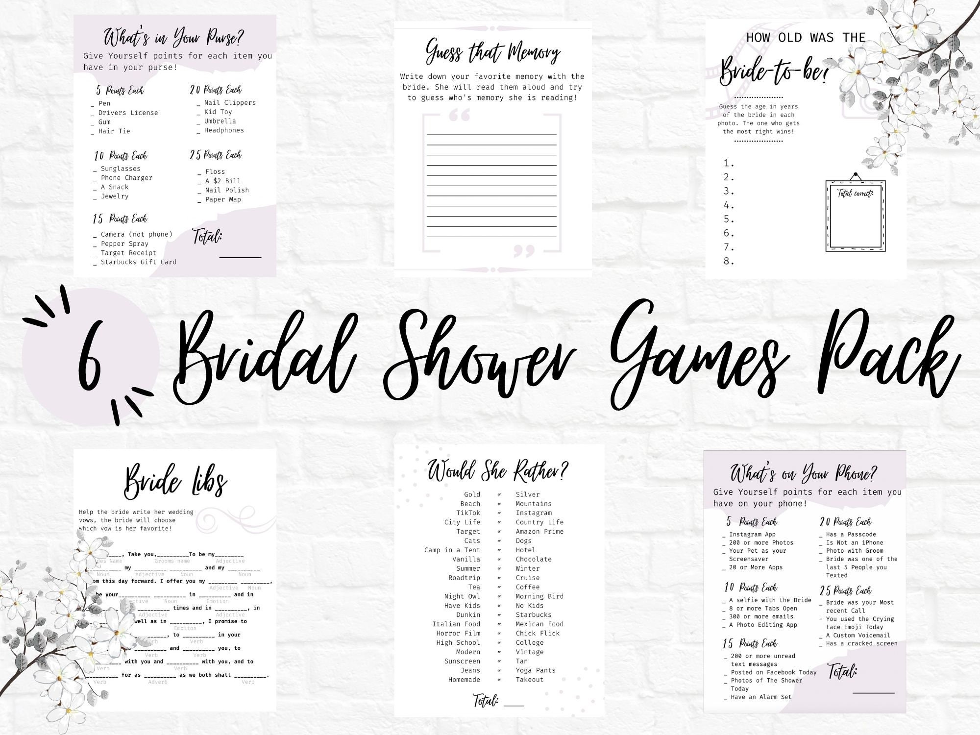 Simple Bridal Shower Game PDF Instant Downloads to Celebrate | Etsy