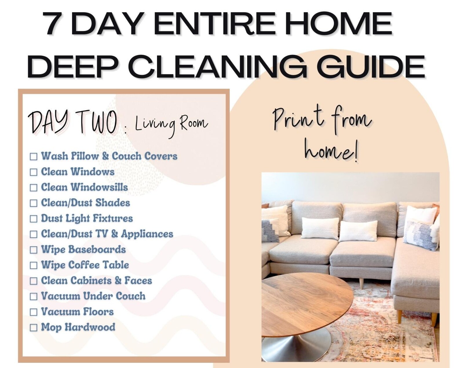 Whole House Deep Cleaning Guide / Printable Home Cleaning Checklist / 7 ...