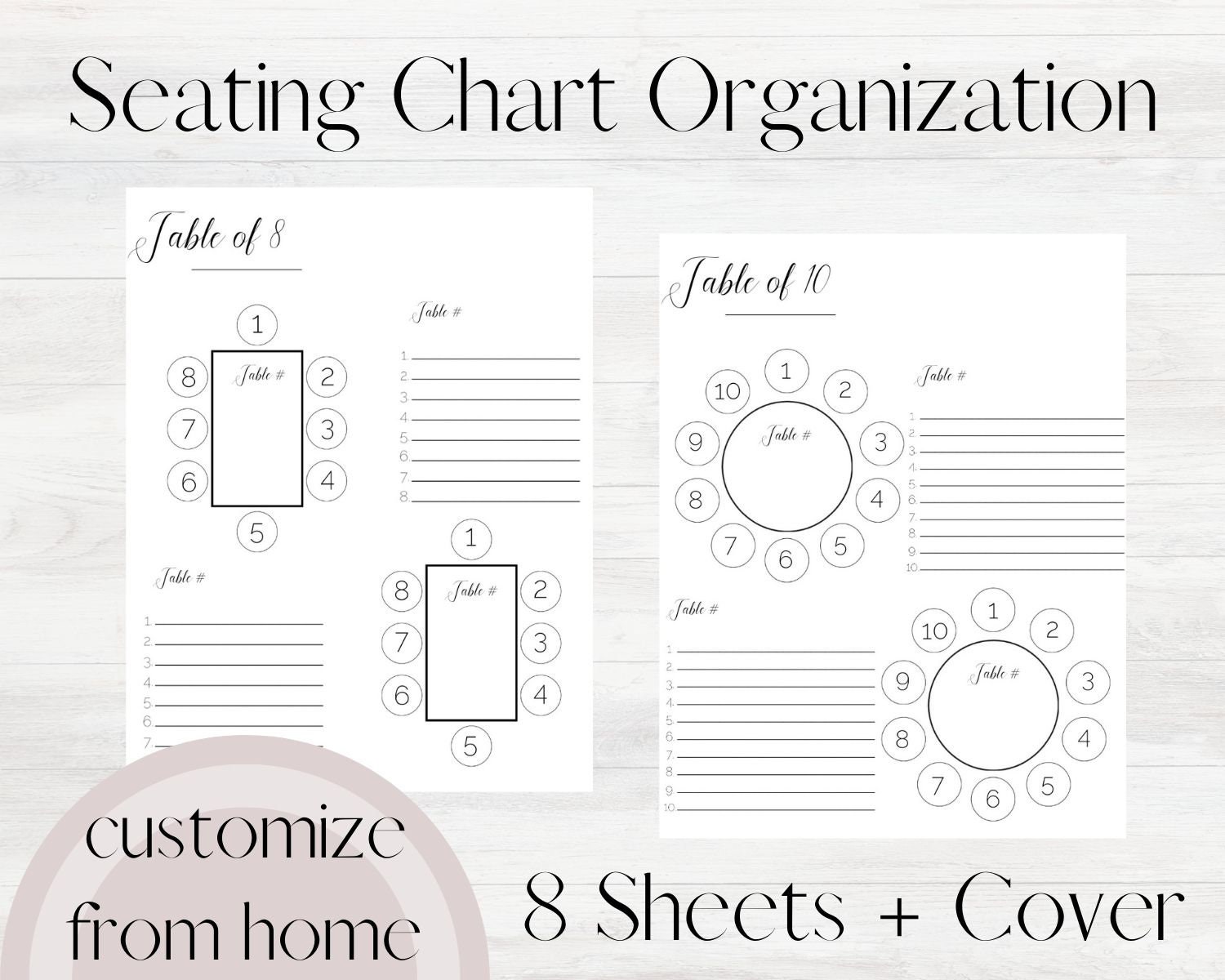 Seating Chart Printable Organization Guide Wedding Seating - Etsy
