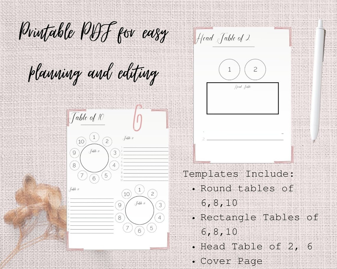 Seating Chart Printable Organization Guide Wedding Seating - Etsy