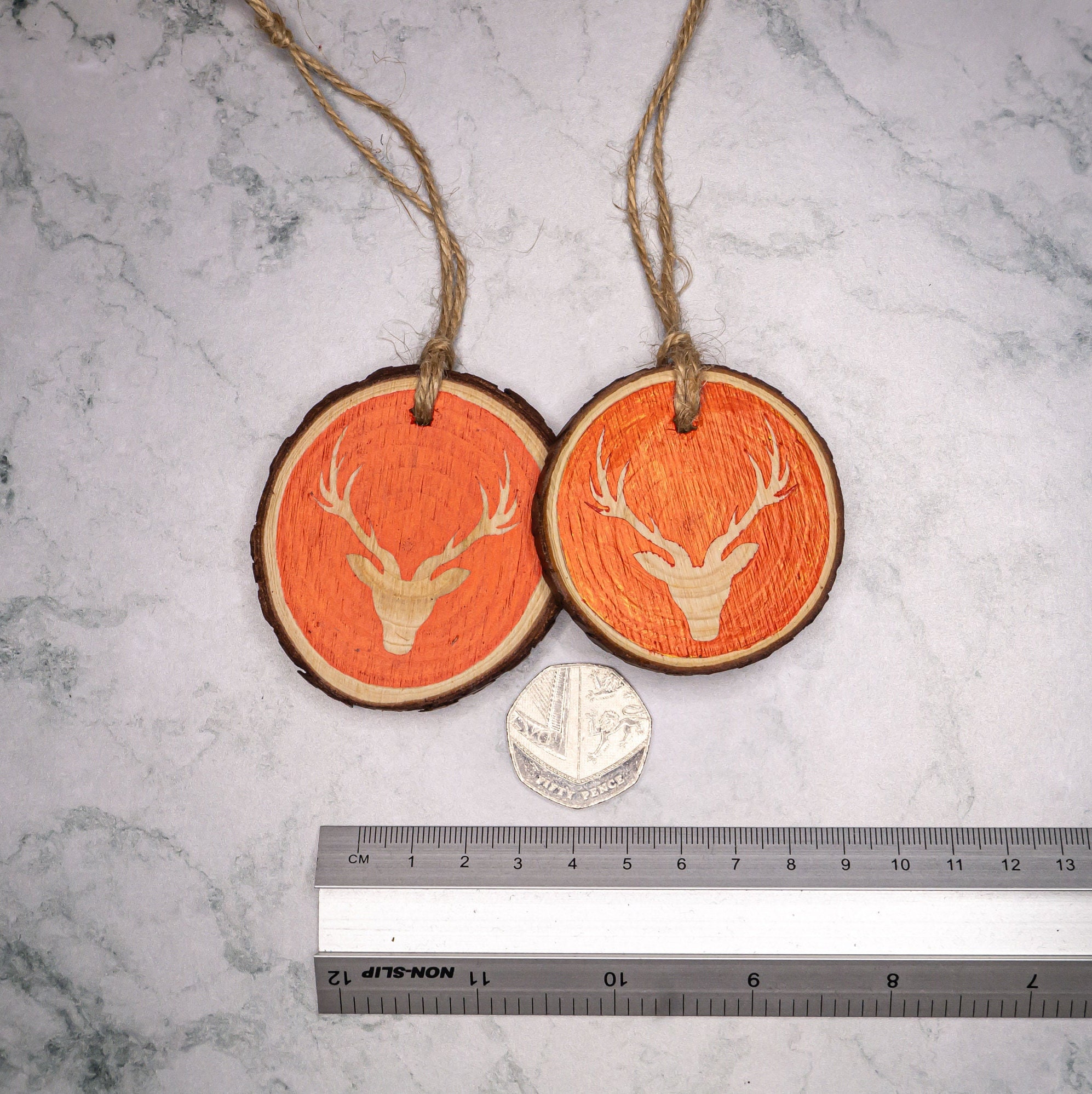 Hand Painted Stag Head Wood Slice Christmas Tree Decoration - Etsy