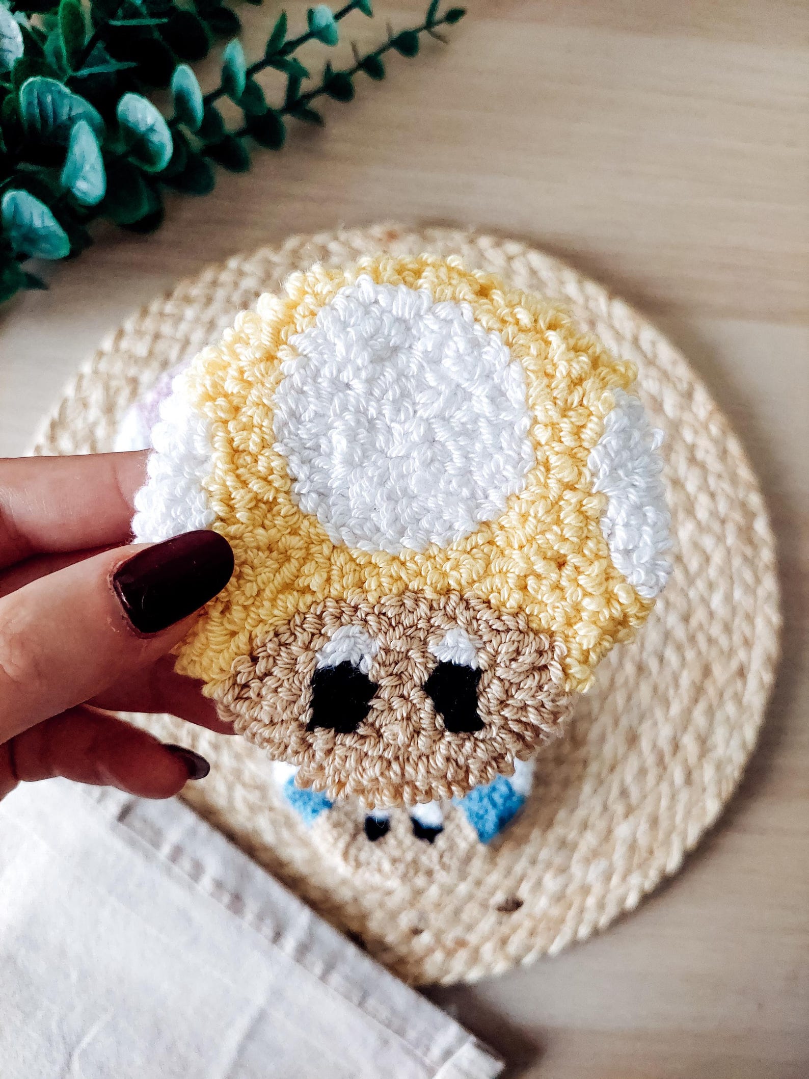 Mushroom Punch Needle Mug Rug | Coasters, Tufted Desk Decor, Punch ...