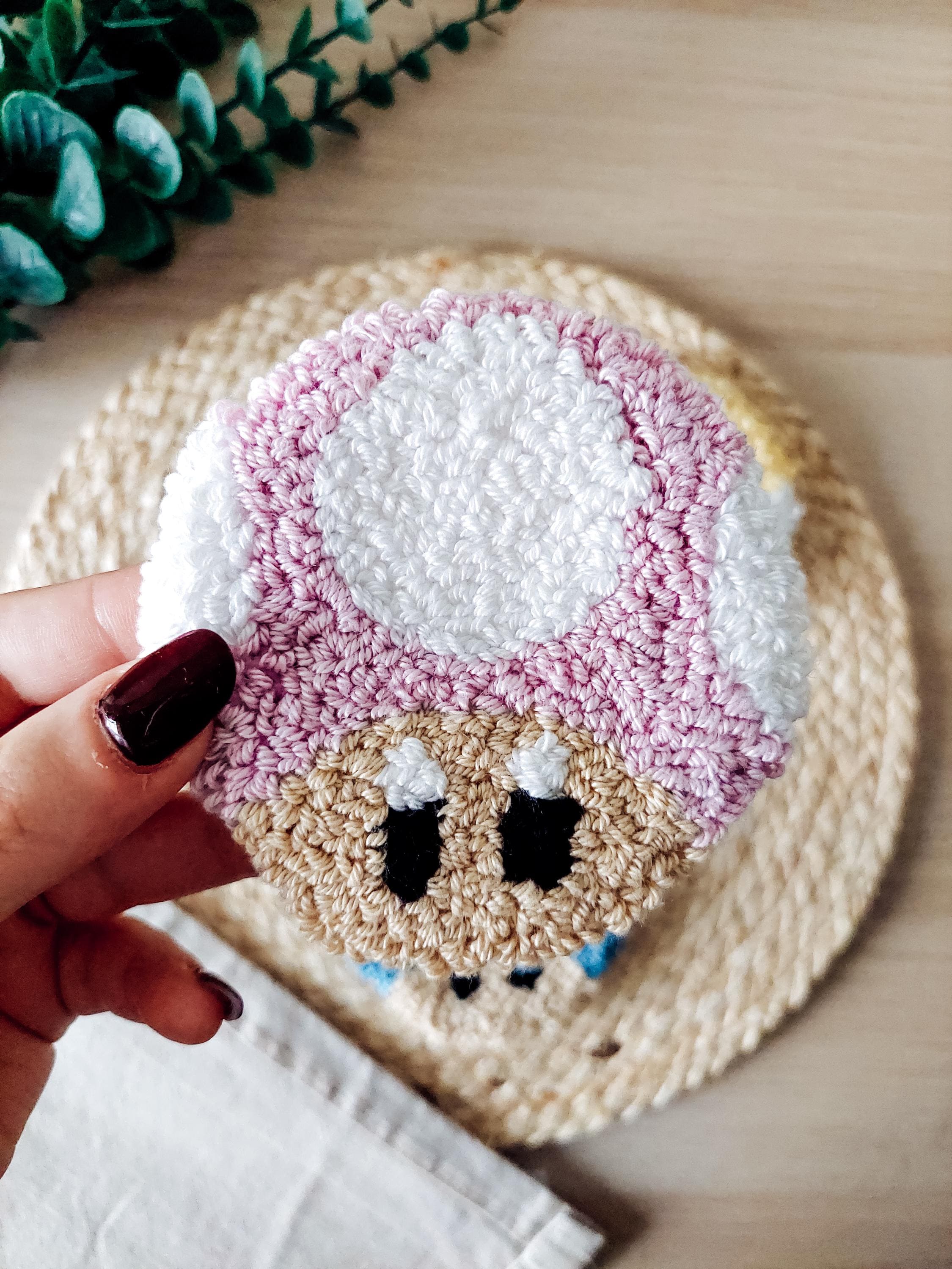 Mushroom Punch Needle Mug Rug | Coasters, Tufted Desk Decor, Punch ...