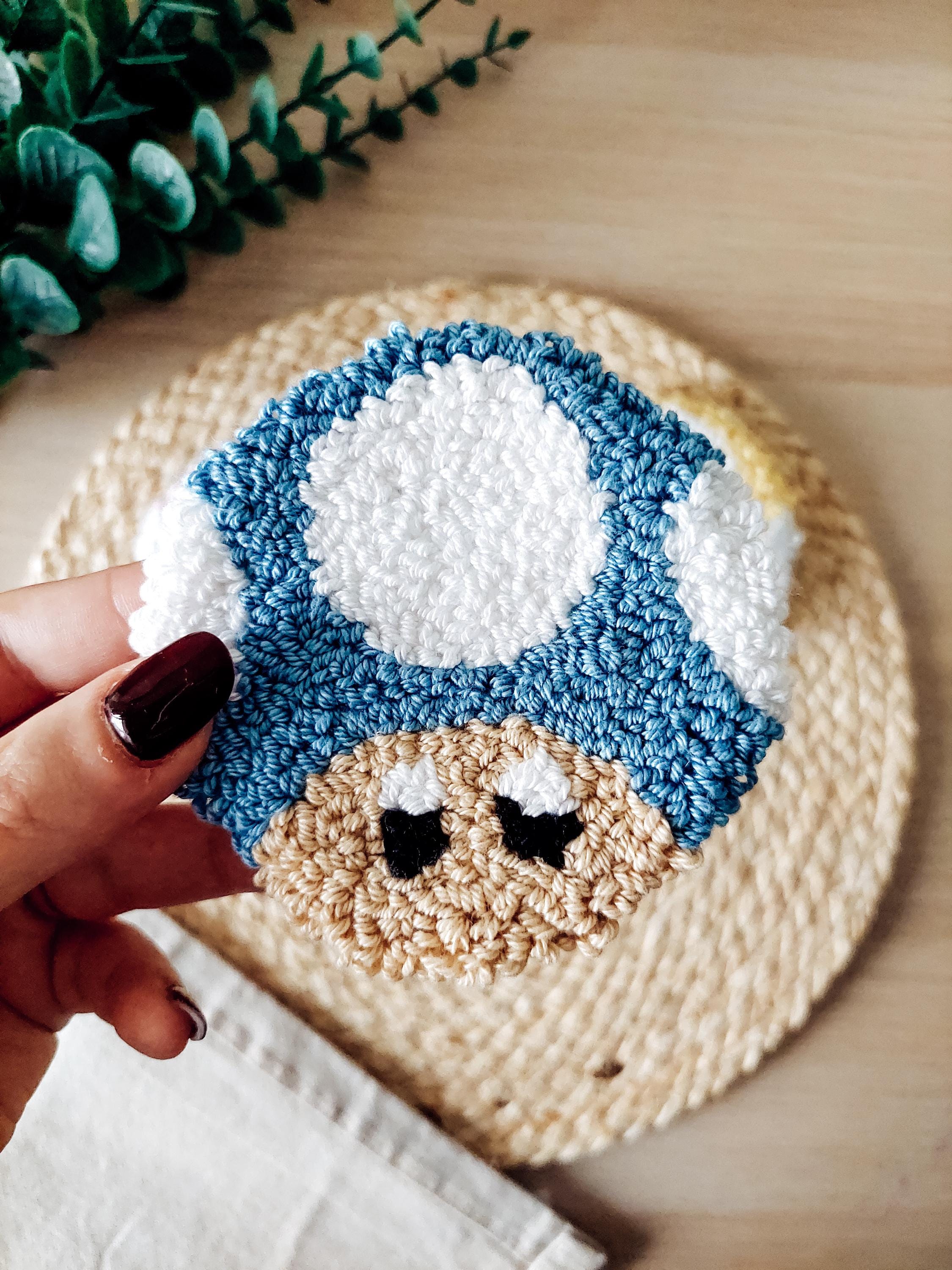 Mushroom Punch Needle Mug Rug | Coasters, Tufted Desk Decor, Punch ...