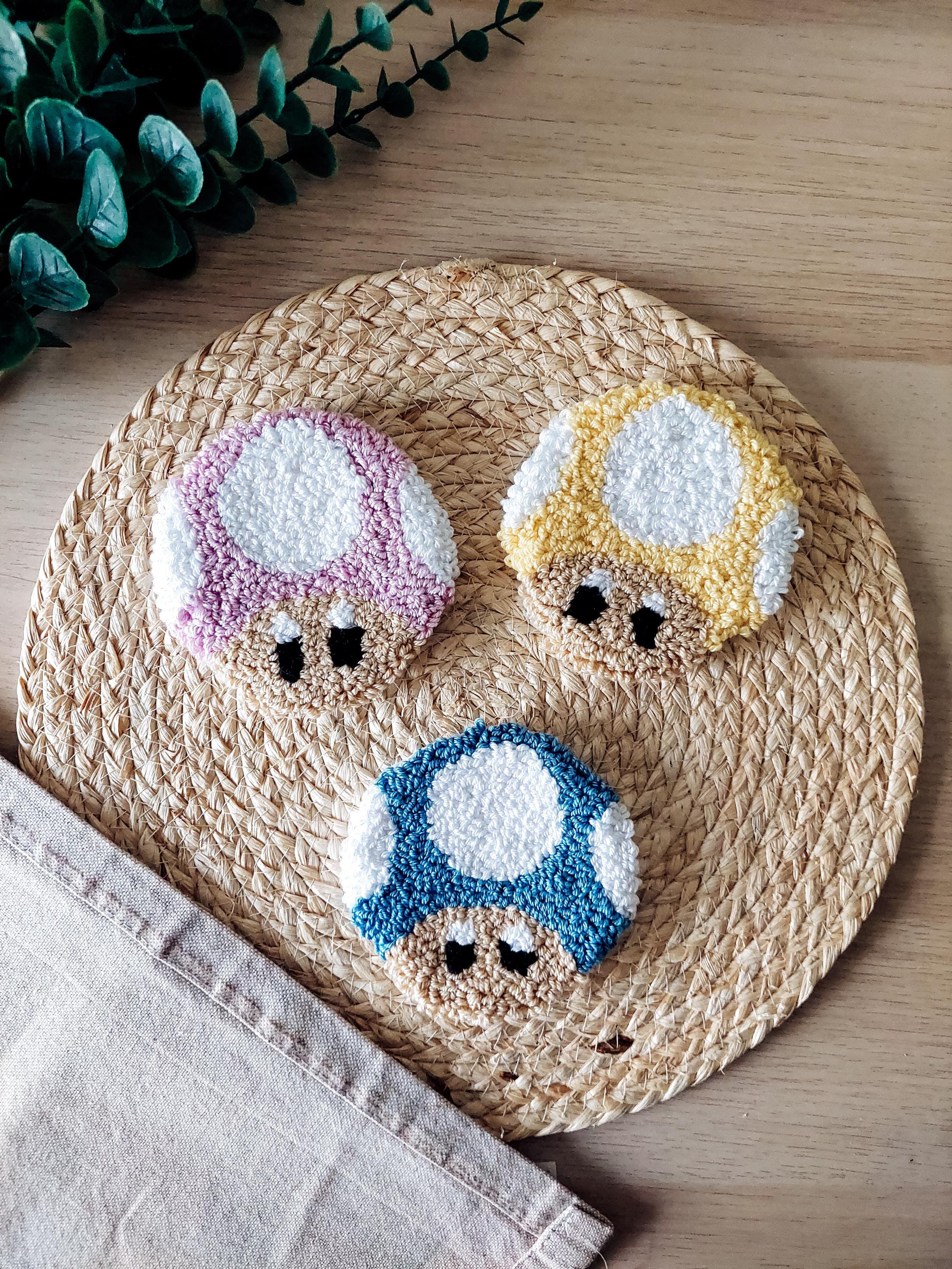 Mushroom Punch Needle Mug Rug | Coasters, Tufted Desk Decor, Punch ...
