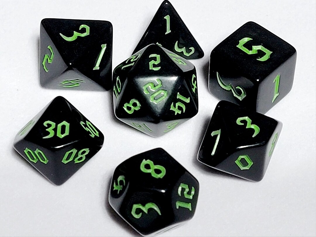 Green Orcish Script Dnd Dice Set Dungeons and Dragons 7 Dice RPG ...