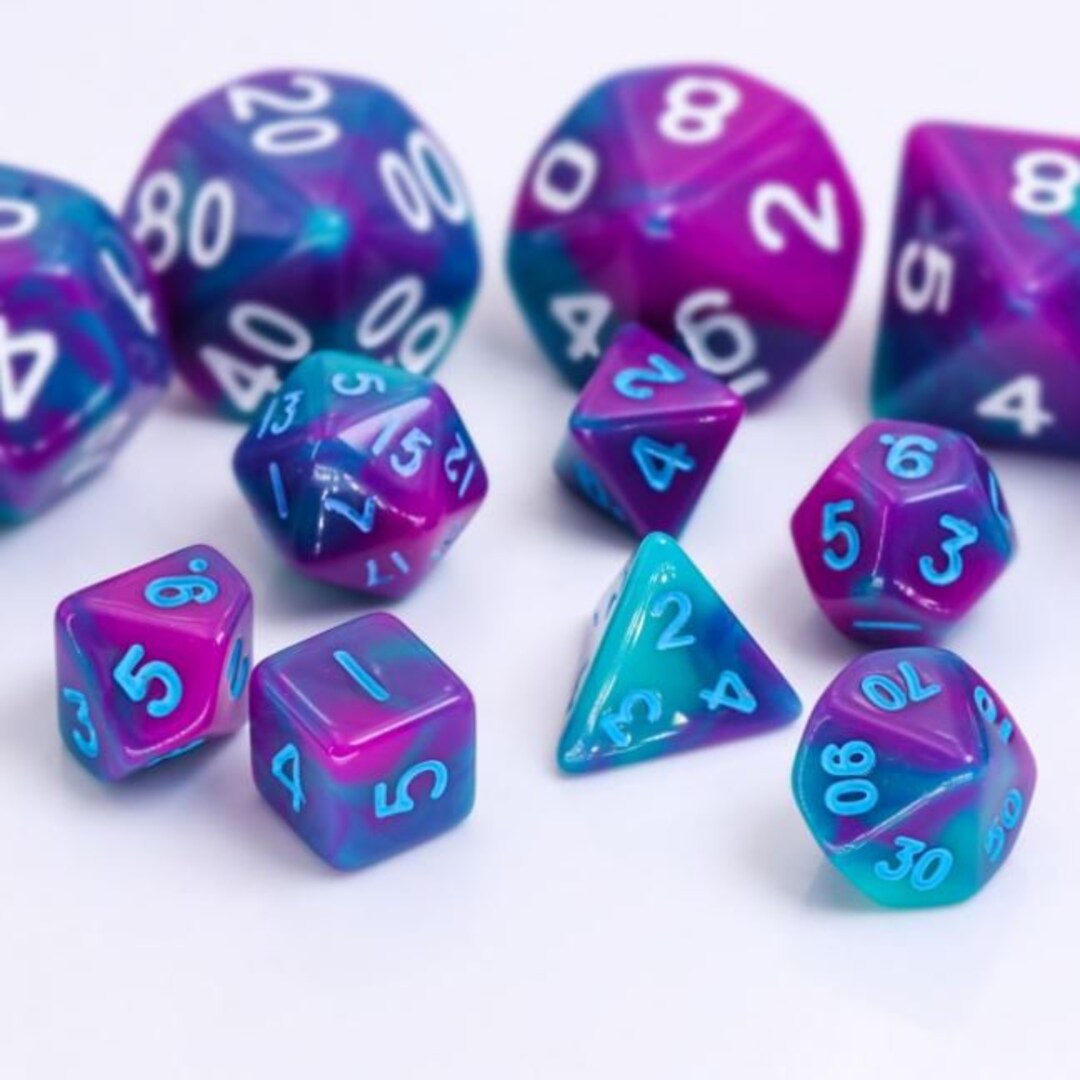 Purple and Teal Mini Dnd Dice Set Dungeons and Dragons Miniature Dice ...