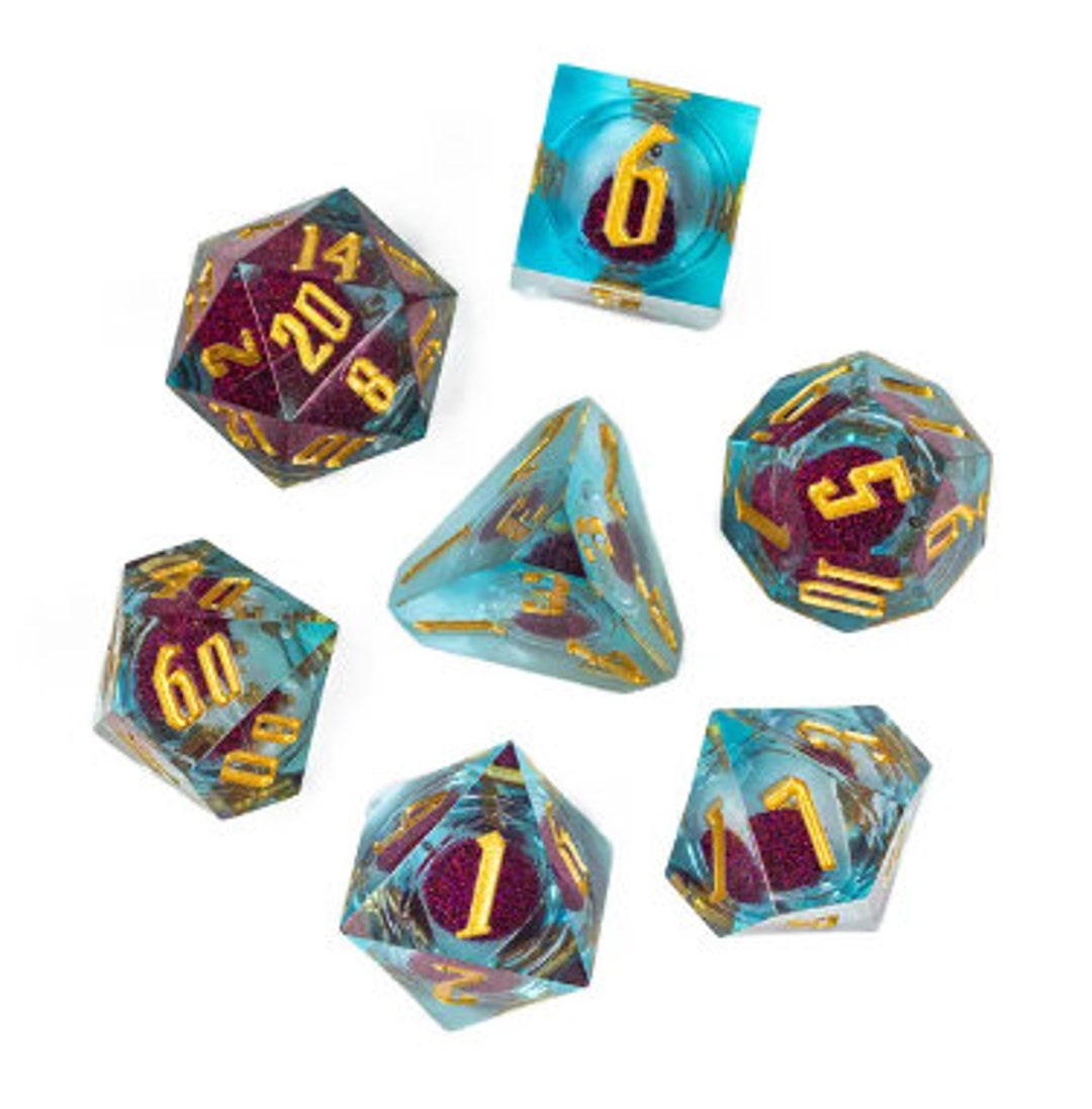 Indigo Illusion Liquid Core Resin Dnd Dice Set Dungeons and Dragons ...
