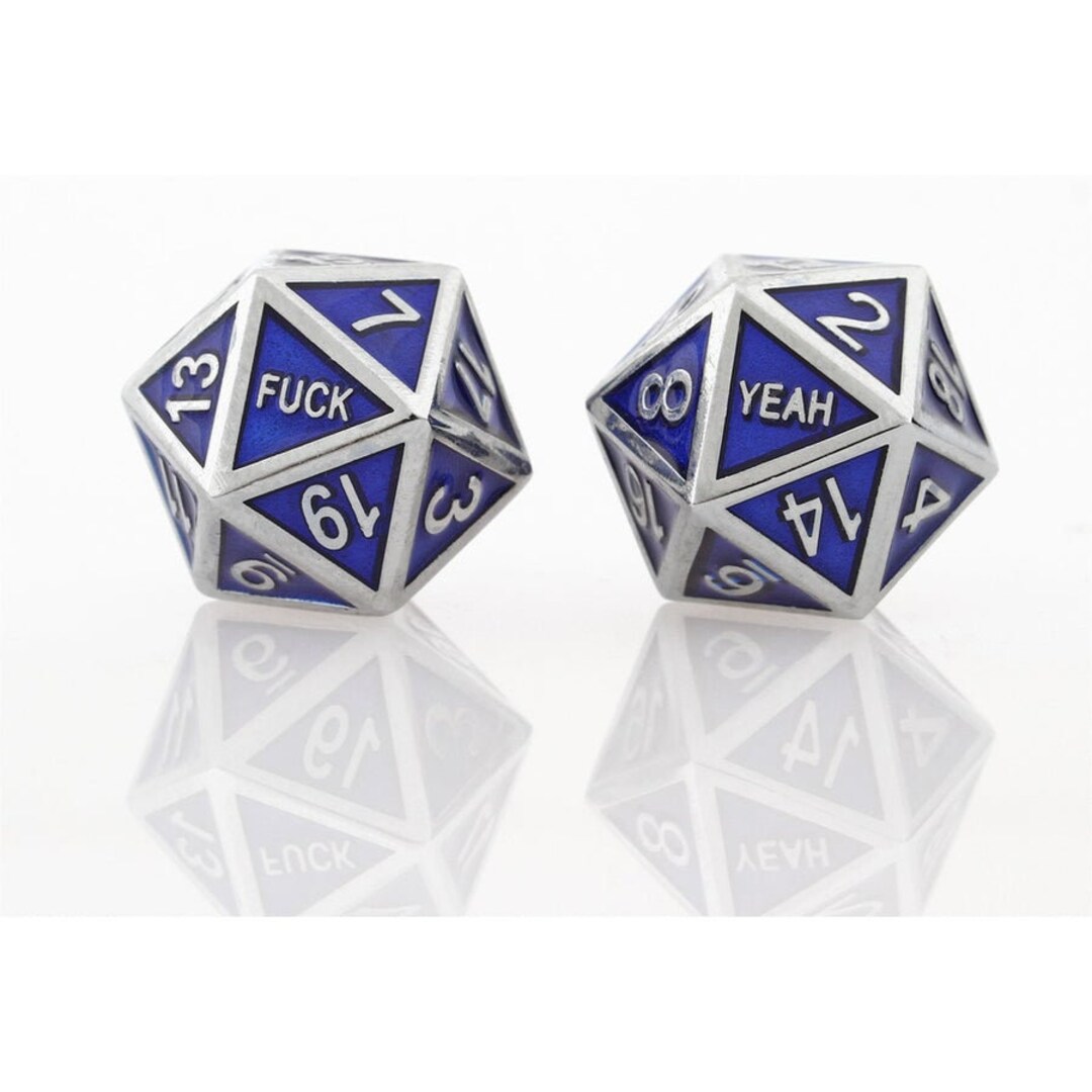 Blue Fuck Yeah 2d20 Metal Dnd Dice Set Dungeons and Dragons - Etsy