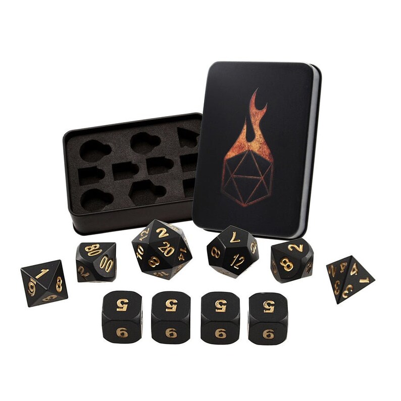 Black Raven Gold Metal Dnd Dice Set Dungeons and Dragons 7 Dice RPG ...