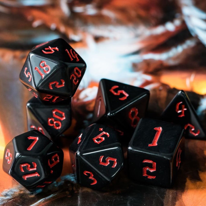 Red Orcish Script Dnd Dice Set Dungeons and Dragons 7 Dice - Etsy