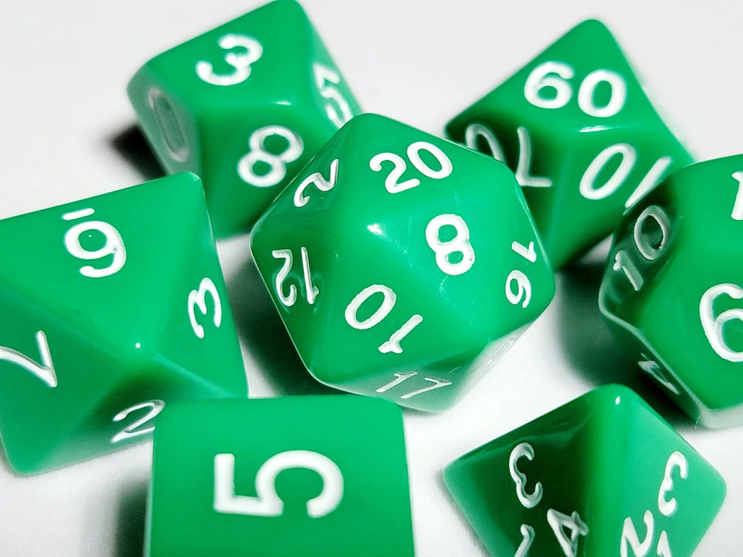 Basic Green Dnd Dice Set Dungeons and Dragons 7 Dice RPG - Etsy