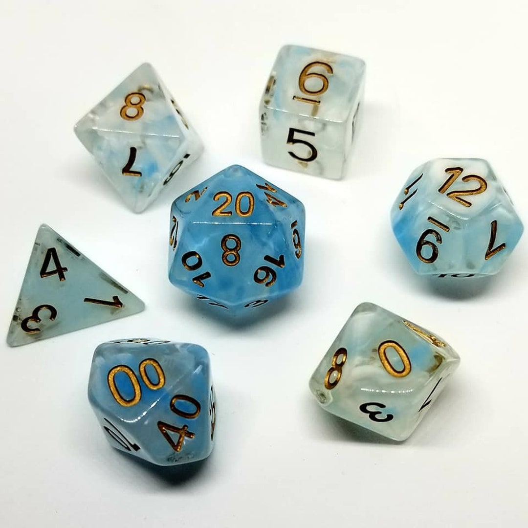 Smoky Cerulean DnD Würfel Set Dungeons and Dragons 7 Würfel-Rollenspiel ...