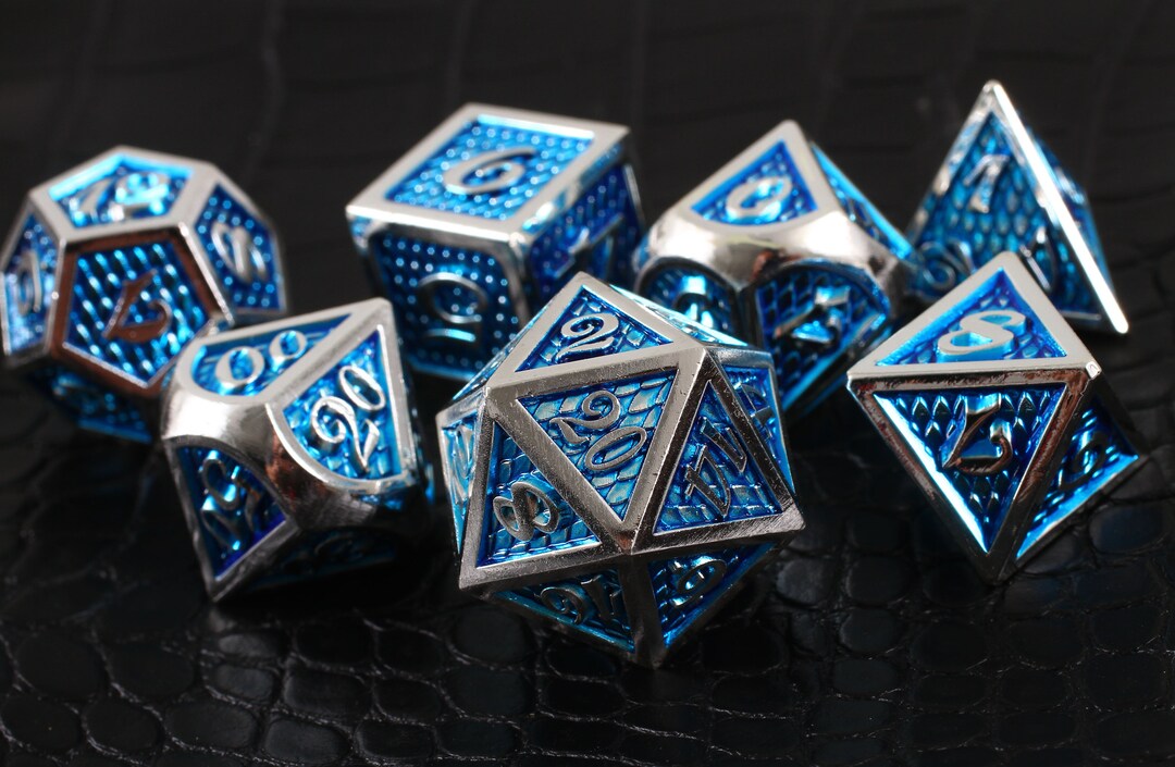 Ice Dragon Dragonscale Metal Dnd Dice Set Dungeons and Dragons 7 Dice ...