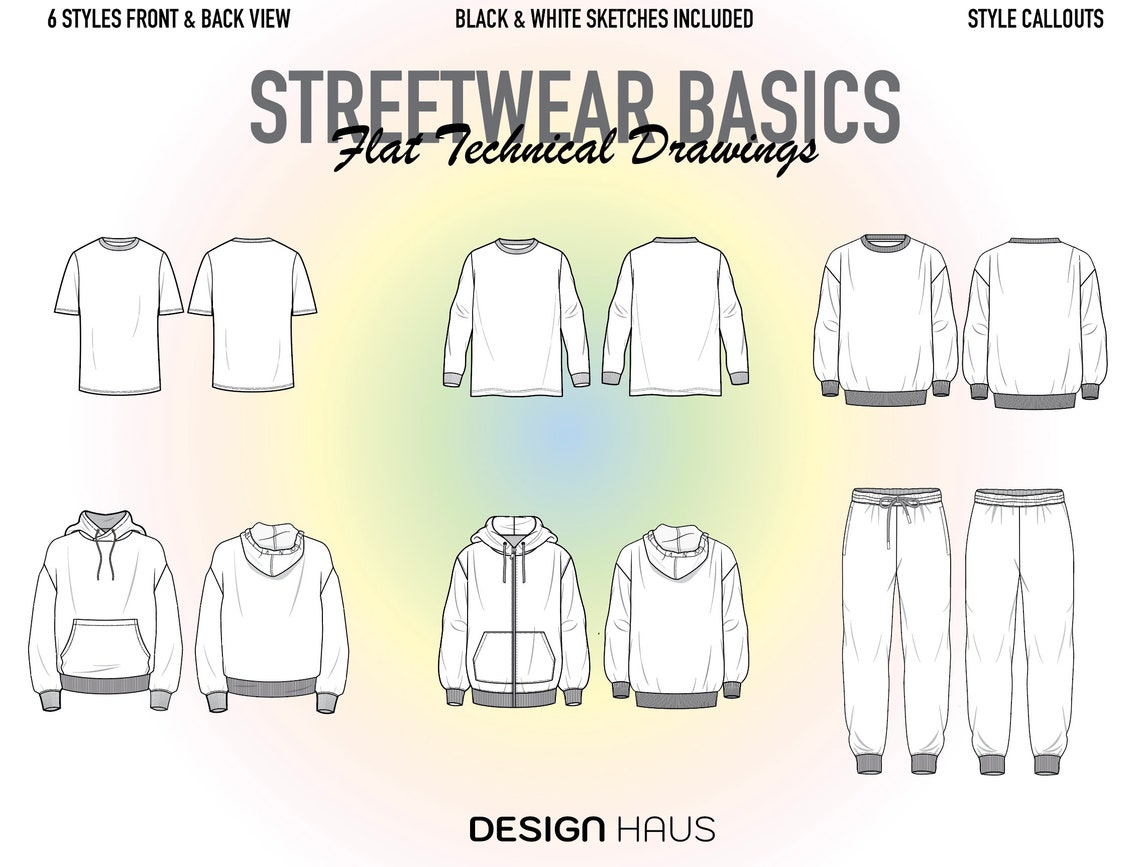 FLAT TECHNICAL DRAWINGS - Streetwear - Etsy