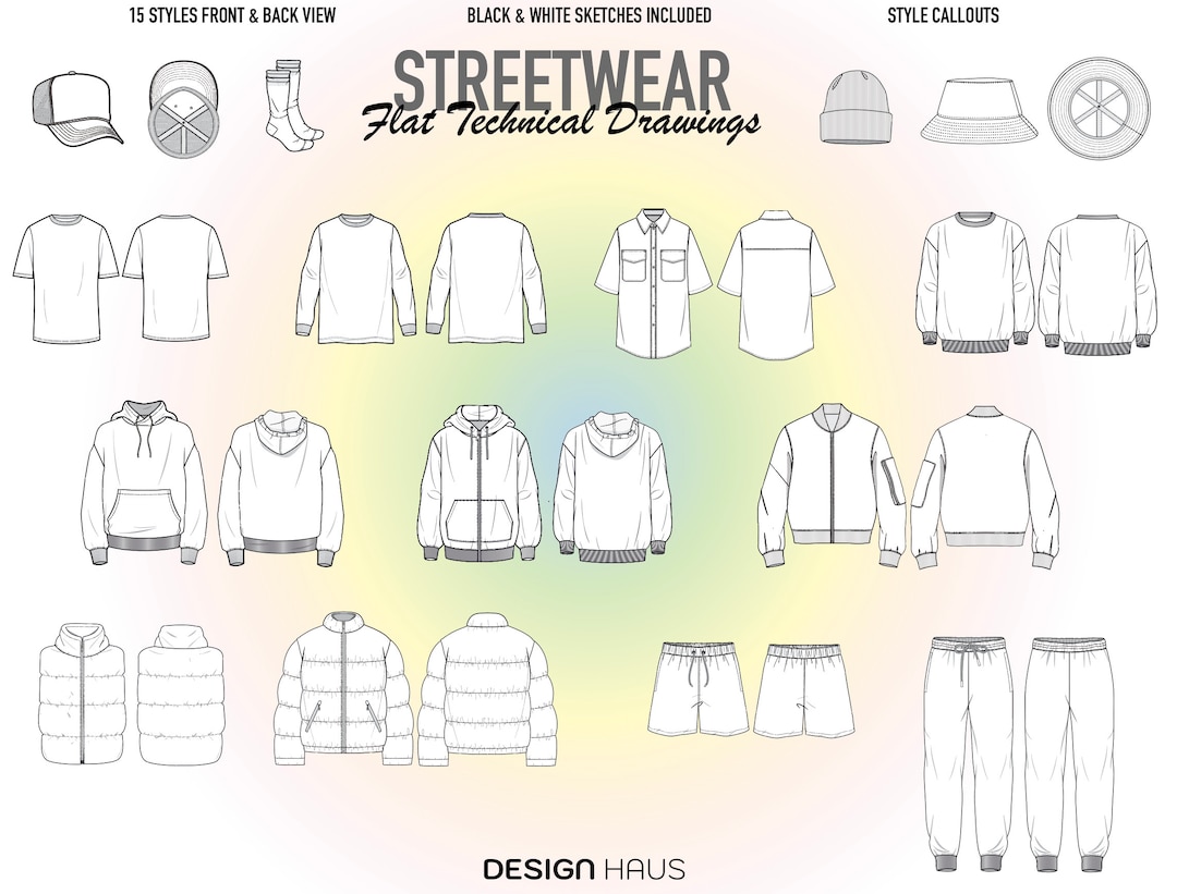 FLAT TECHNICAL DRAWINGS - Streetwear Edition - Etsy