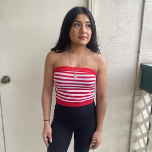 Vintage 1970s Glam Rock Tube Top Rare Red Tube Top Tank Top Cropped ...