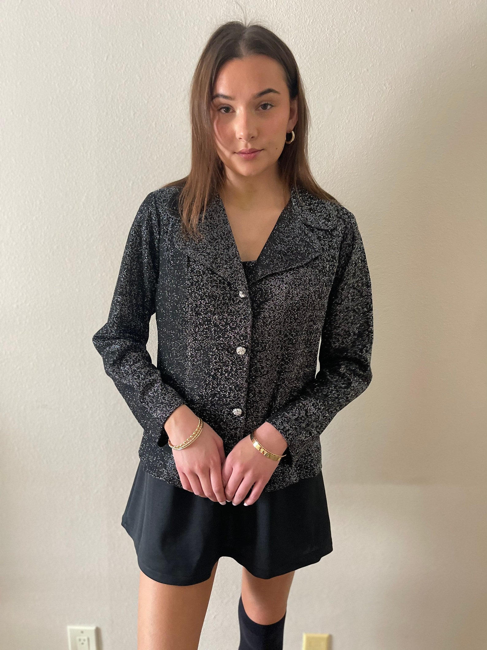 Vintage 1970s Mini Dress Glitter Huge Lapel Jacket With Two - Etsy
