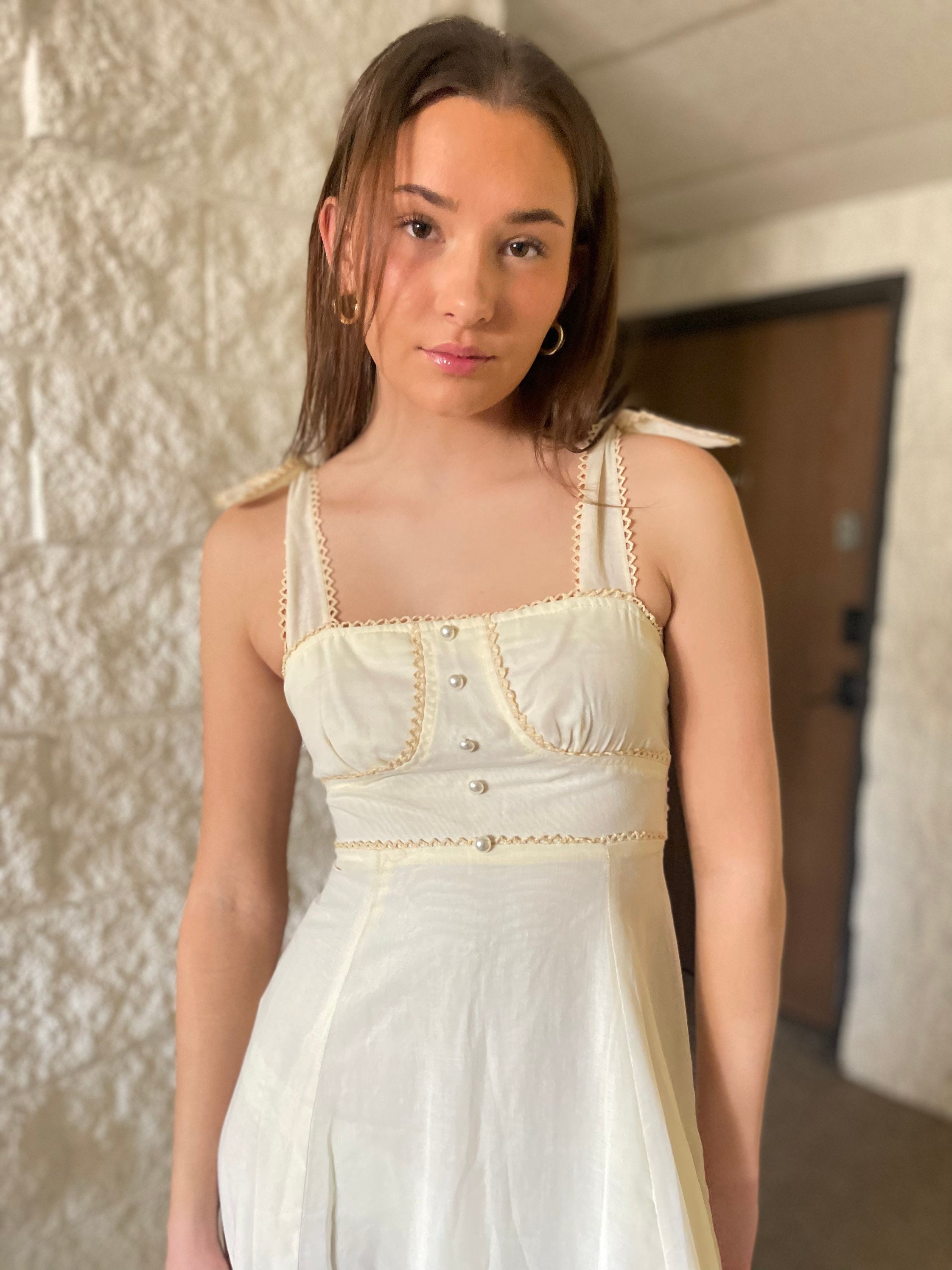 Vintage 1970s Dress Maxi Romantic Ruffle Hem Sun Dress Scalloped Trim ...