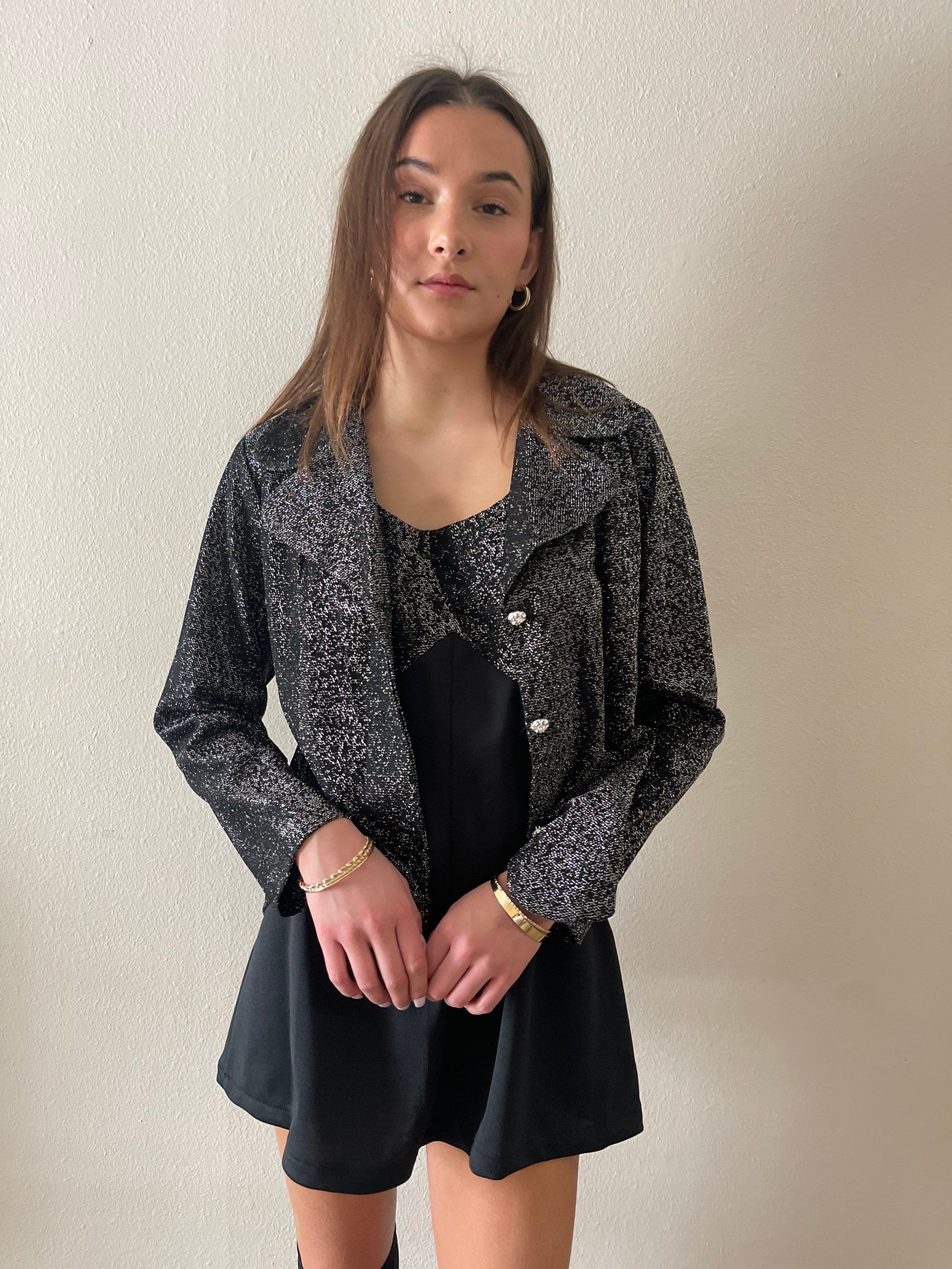 Vintage 1970s Mini Dress Glitter Huge Lapel Jacket With Two - Etsy