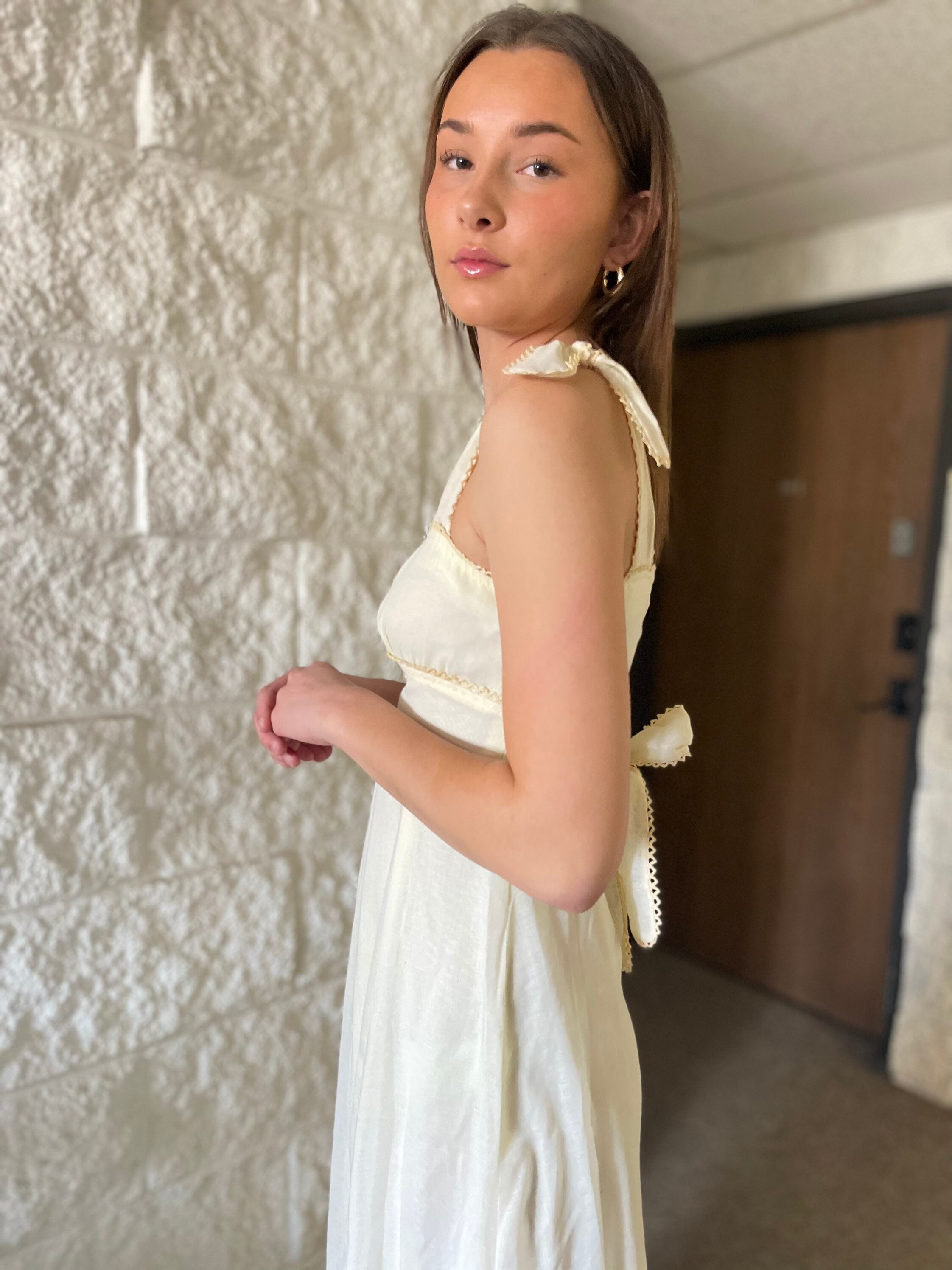 Vintage 1970s Dress Maxi Romantic Ruffle Hem Sun Dress Scalloped Trim ...