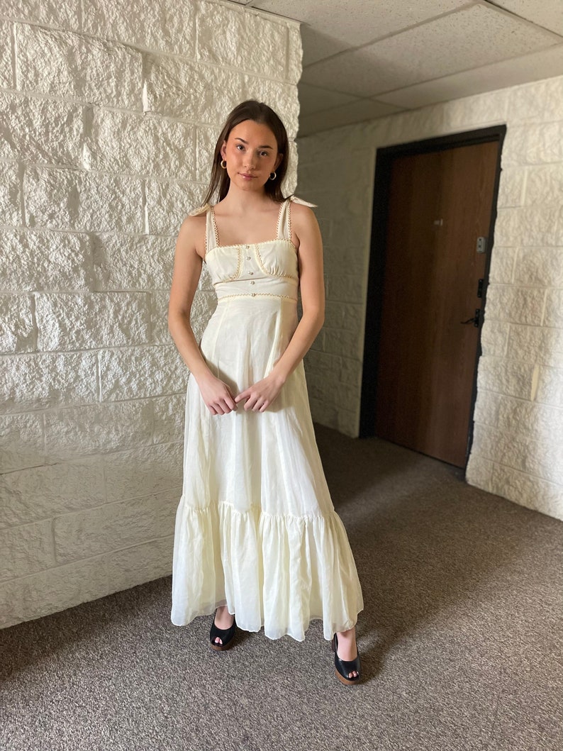 Vintage 1970s Dress Maxi Romantic Ruffle Hem Sun Dress - Etsy