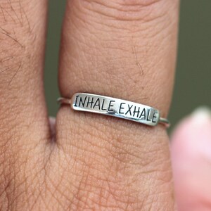 INHALE EXHALE Ring,sterling Silver Bar Ring,yogi Inspired Jewelry - Etsy
