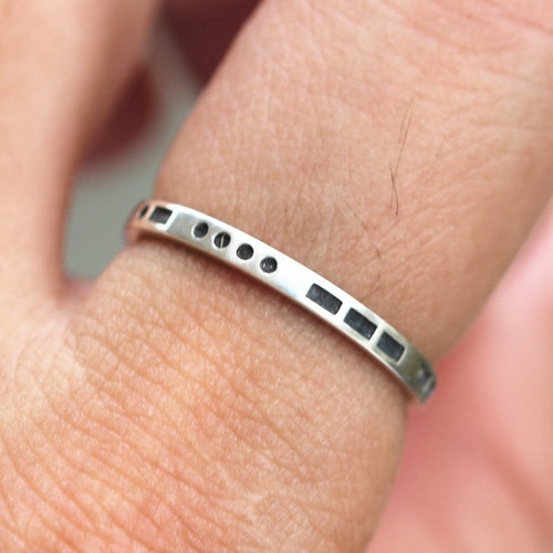 Morse Code Love Initial Ring Secret Initial Ring Message - Etsy