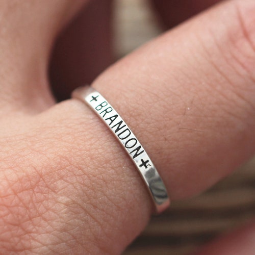Dainty Custom Name Ringcustom Word Ring silver Personalized | Etsy