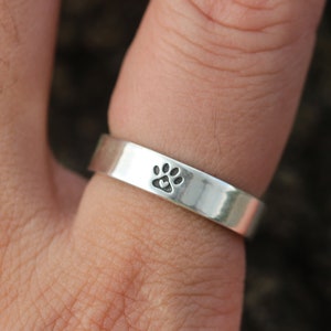 Paw Print Ring,sterling Silver Paw Print Ring,pawprint Ring,cat Dog ...