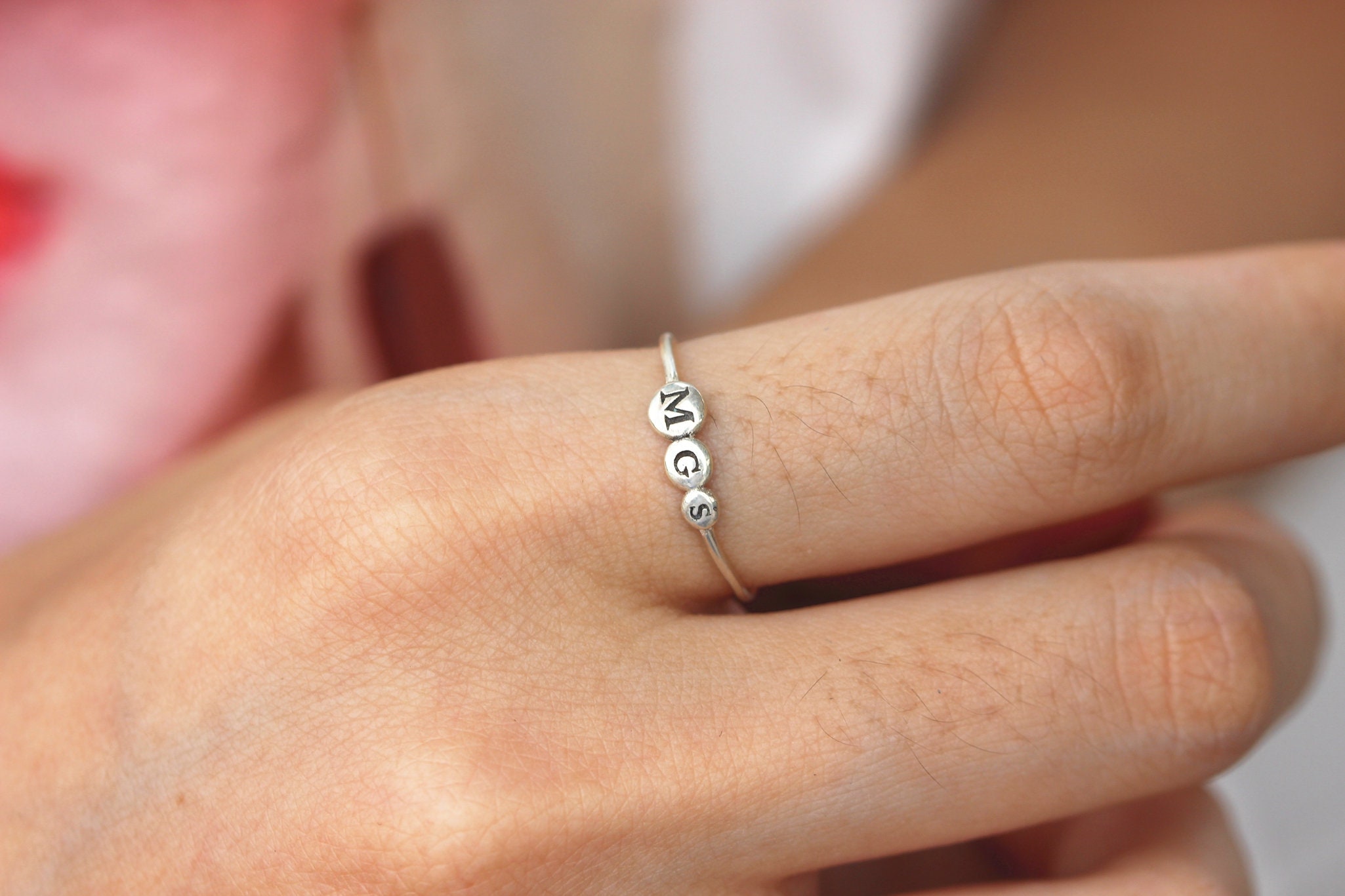 Personalized Sun Ring Stackscustom Name Ringcustom Initial | Etsy