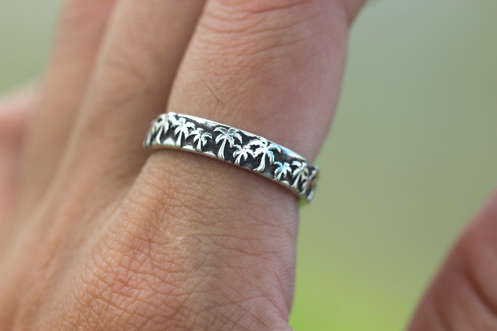 Solid 925 Sterling Silver Coconut Tree Ringseaside Forest - Etsy