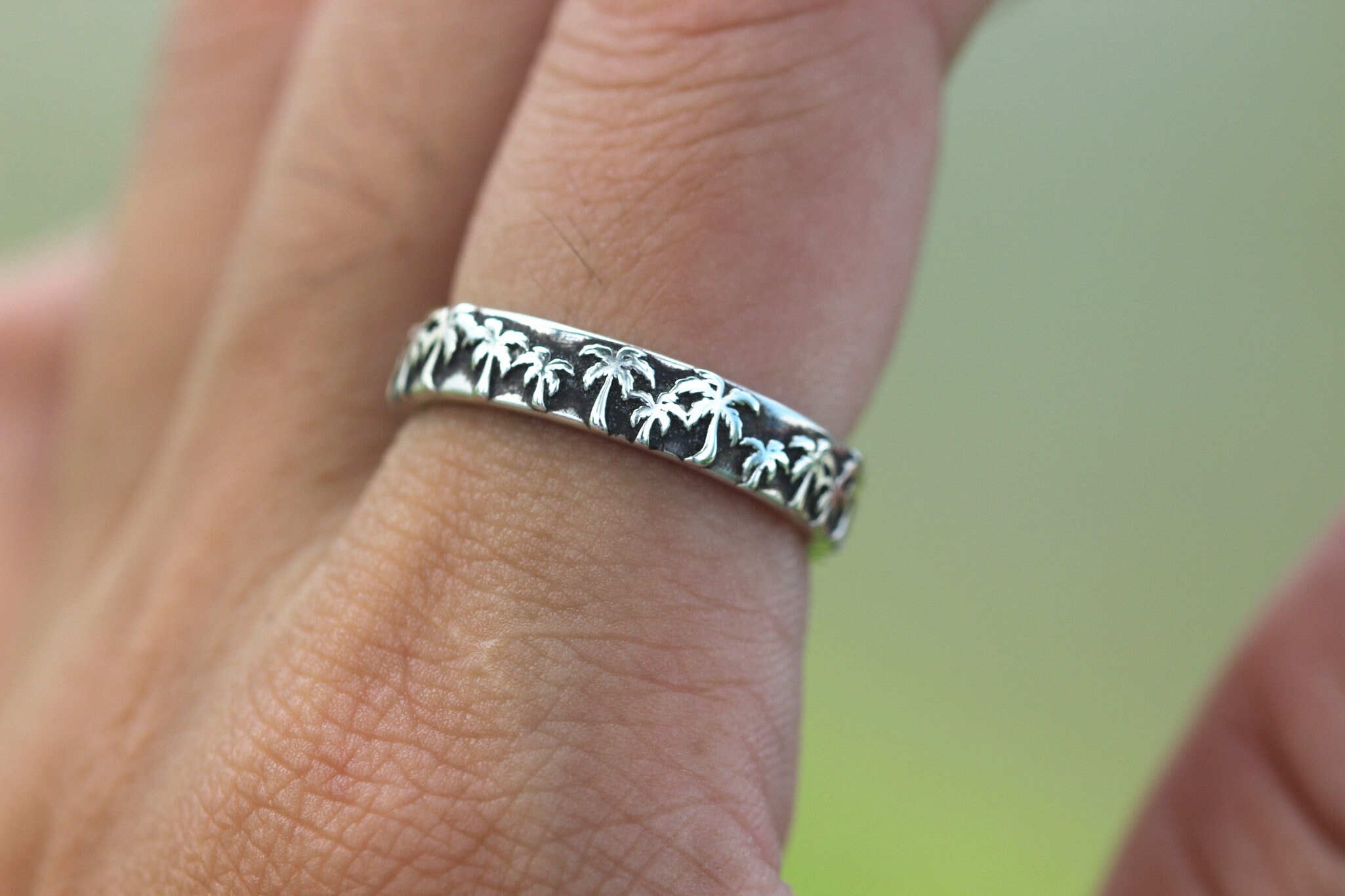 Solid 925 Sterling Silver Coconut Tree Ringseaside Forest - Etsy