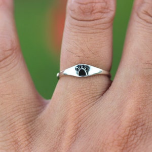 Paw Print Ring - Sterling Silver Paw Print Ring - Tiny Pawprint Ring ...
