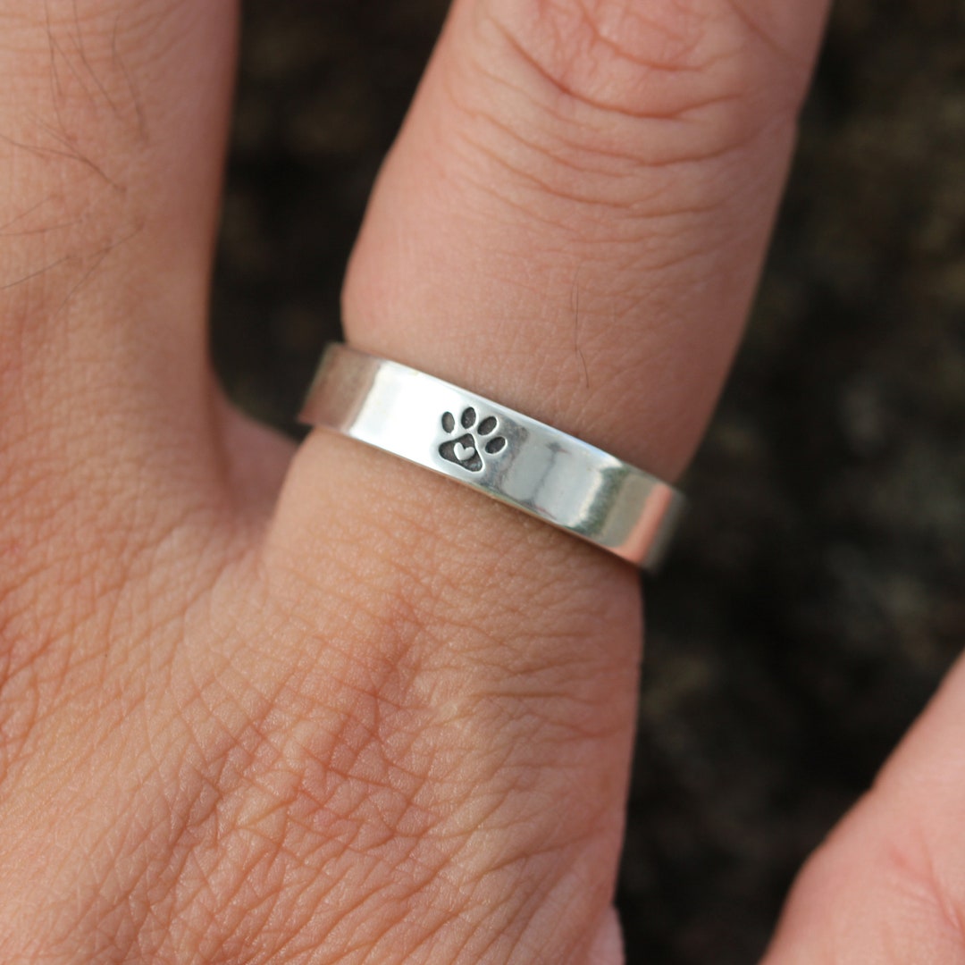 Paw Print Ring,sterling Silver Paw Print Ring,pawprint Ring,cat Dog ...