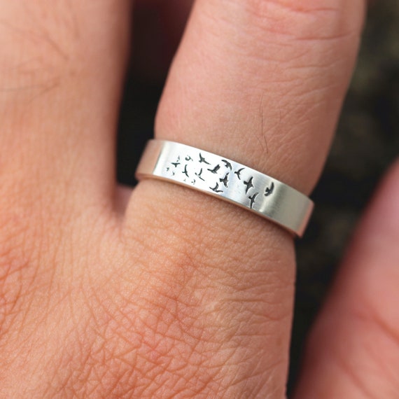Fly Bird Band Ringfly Birds Ringfreedom Jewelrysterling - Etsy UK