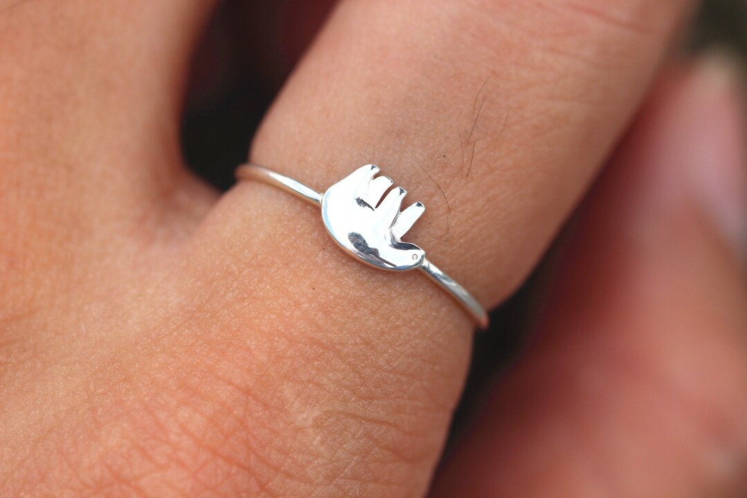 Sterling Silver Little Sloth Ring,animal Ring,sloth Ring Silver,unique ...