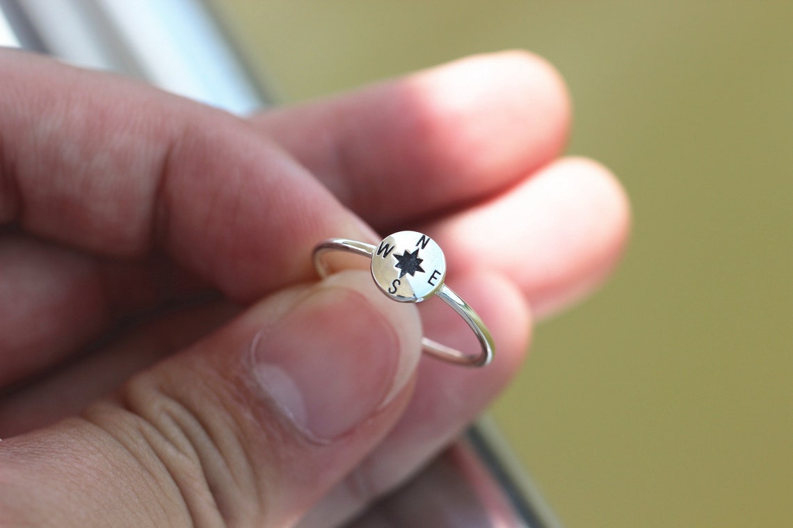 Solid 925 Sterling Silver Compass Ring | Etsy