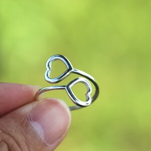 925 Silver Double Heart Ring. Sterling Silver Open Heart Love Ring ...