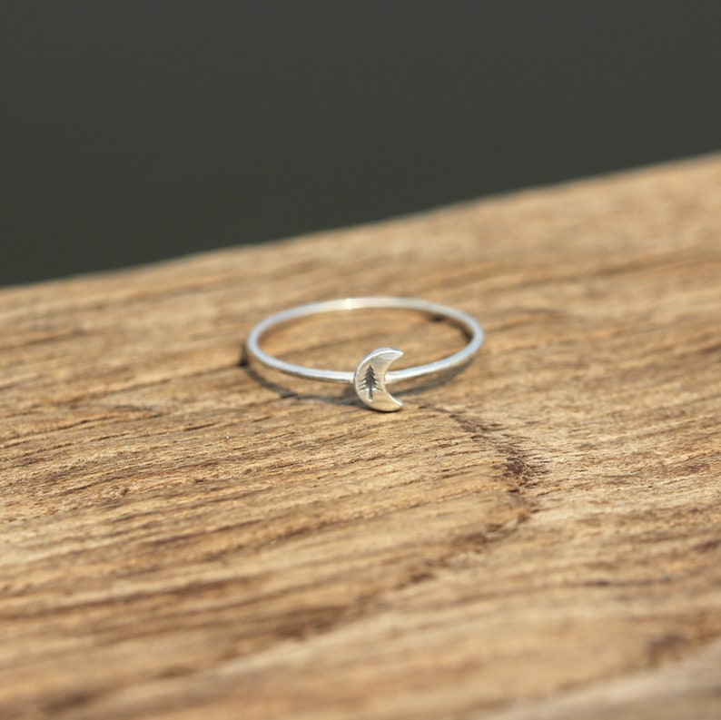 925 Silver Moon Ringsilver Jewelrysilver Tree Ringtree - Etsy